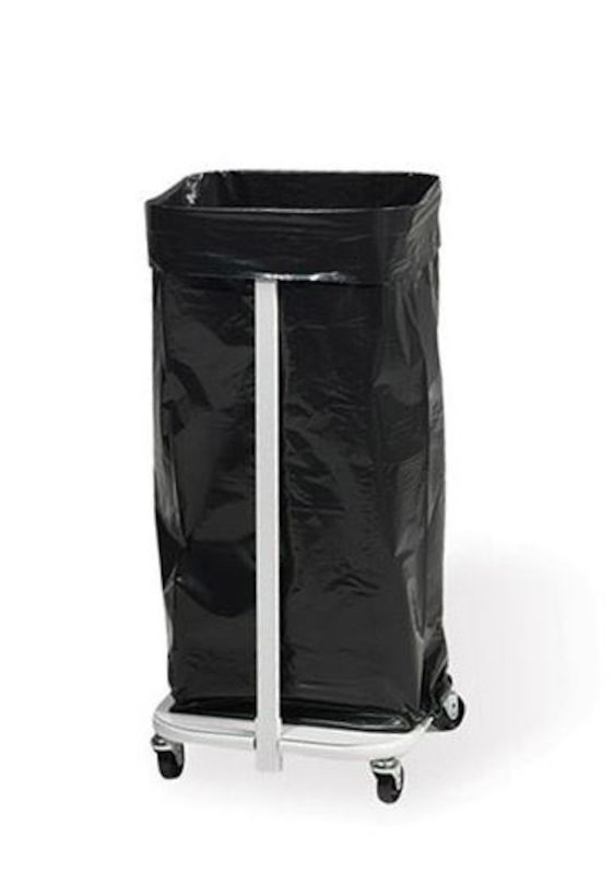 Sopsäckshållare med 4 länkhjul, 60 liter, vit | Gerdmans